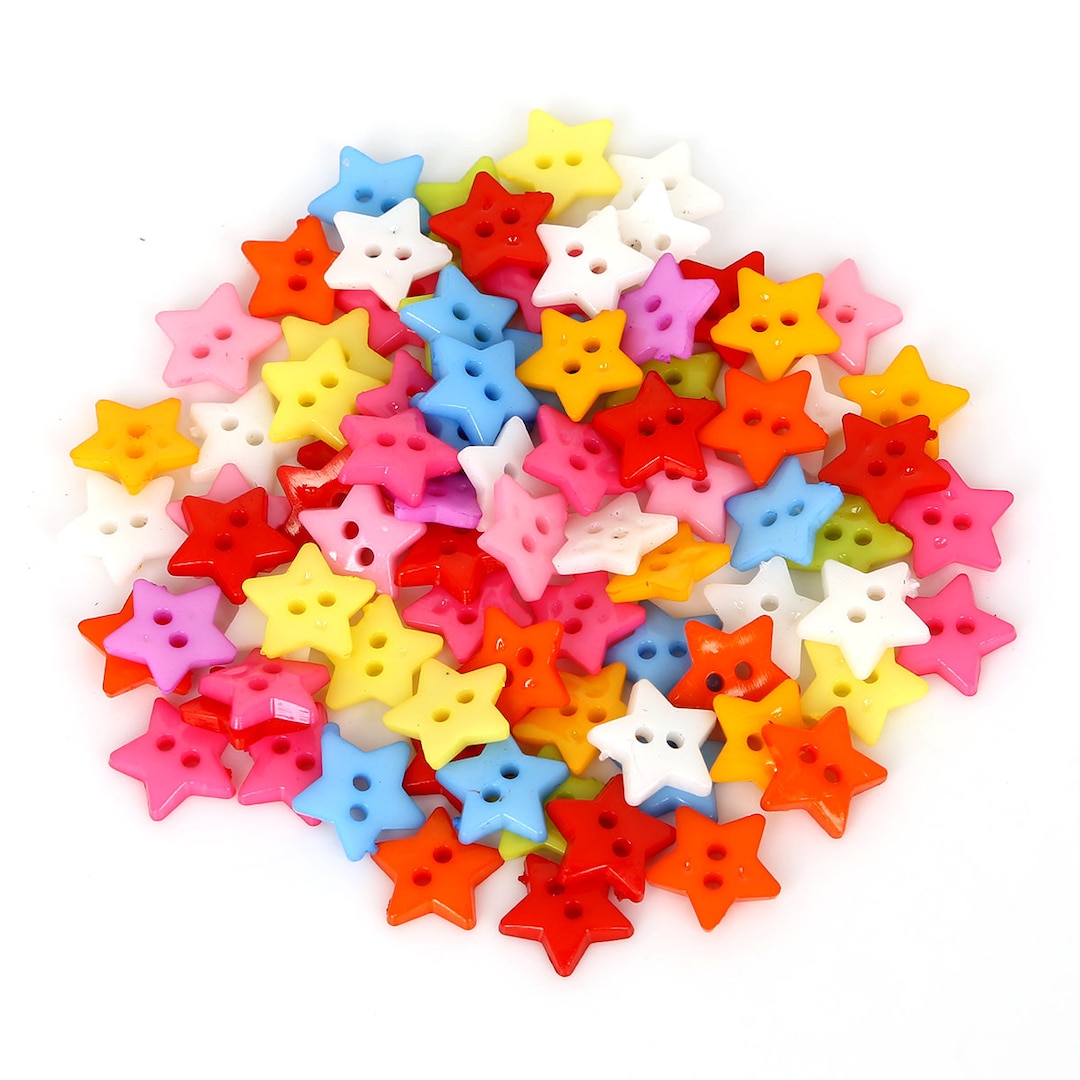Mixed Star Buttons 12mm 16mm / Rainbow Star 2 Holes Plastic Buttons ...