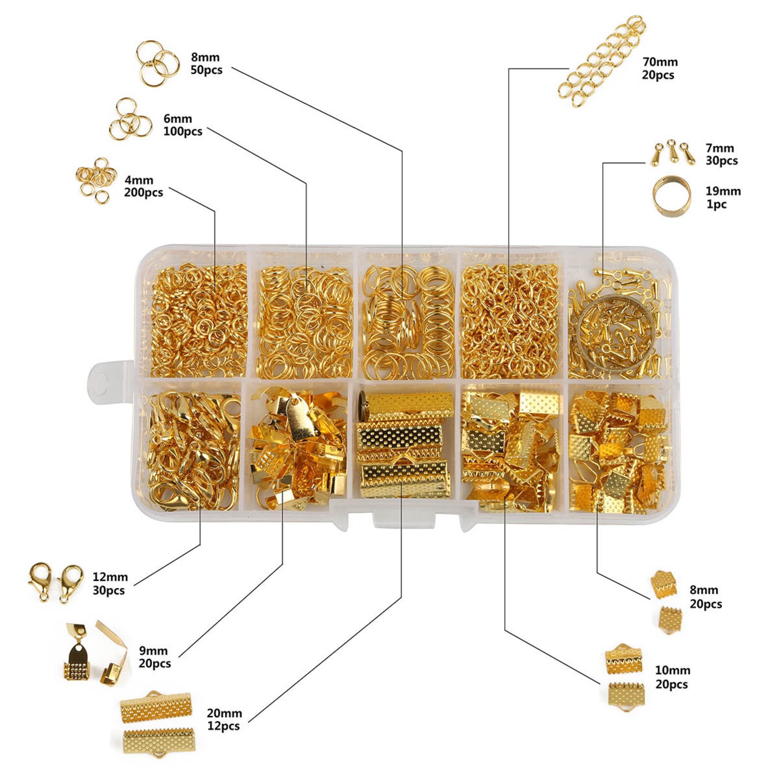 Necklace Findings Kit in Gold, Silver or Bronze - Jewelry Findings Box ...