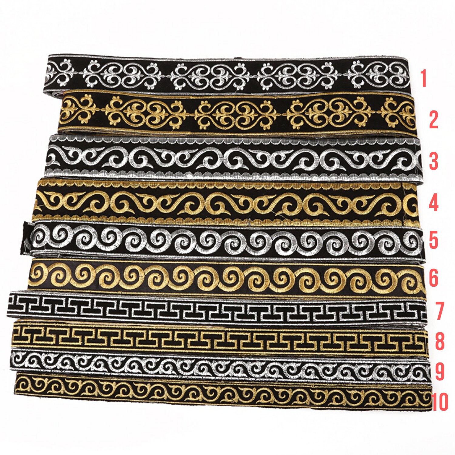 10 PATTERNS Greek Key Ribbon Trim Greece Ribbon Trim Gold - Etsy