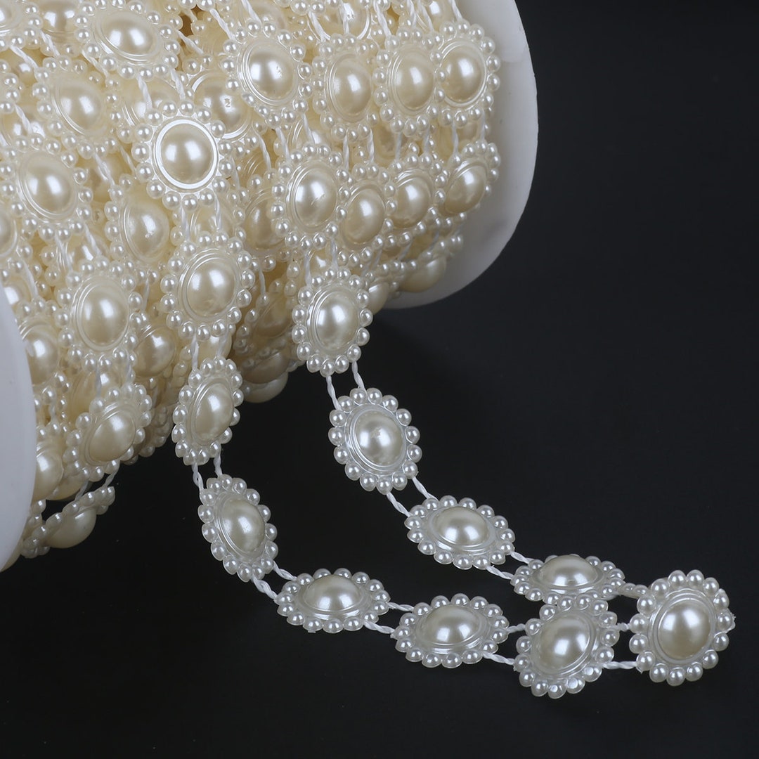 Pearl Trim Ivory Flower Chain, String of Pearls, Strand of Pearls, Faux ...