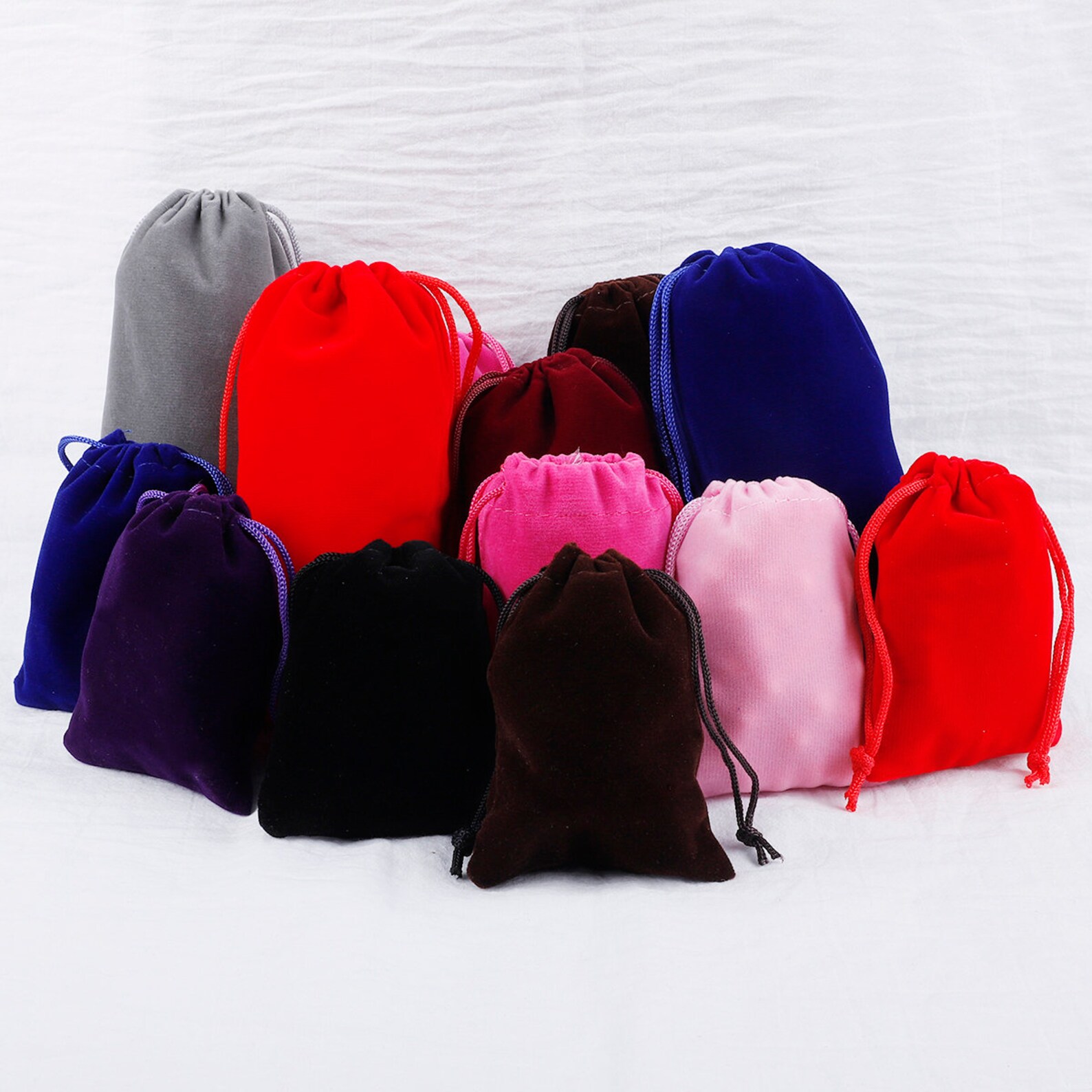 10pcs Smooth Velvet Bags 4 SIZES - Velvet Drawstring Bag - Velvet ...