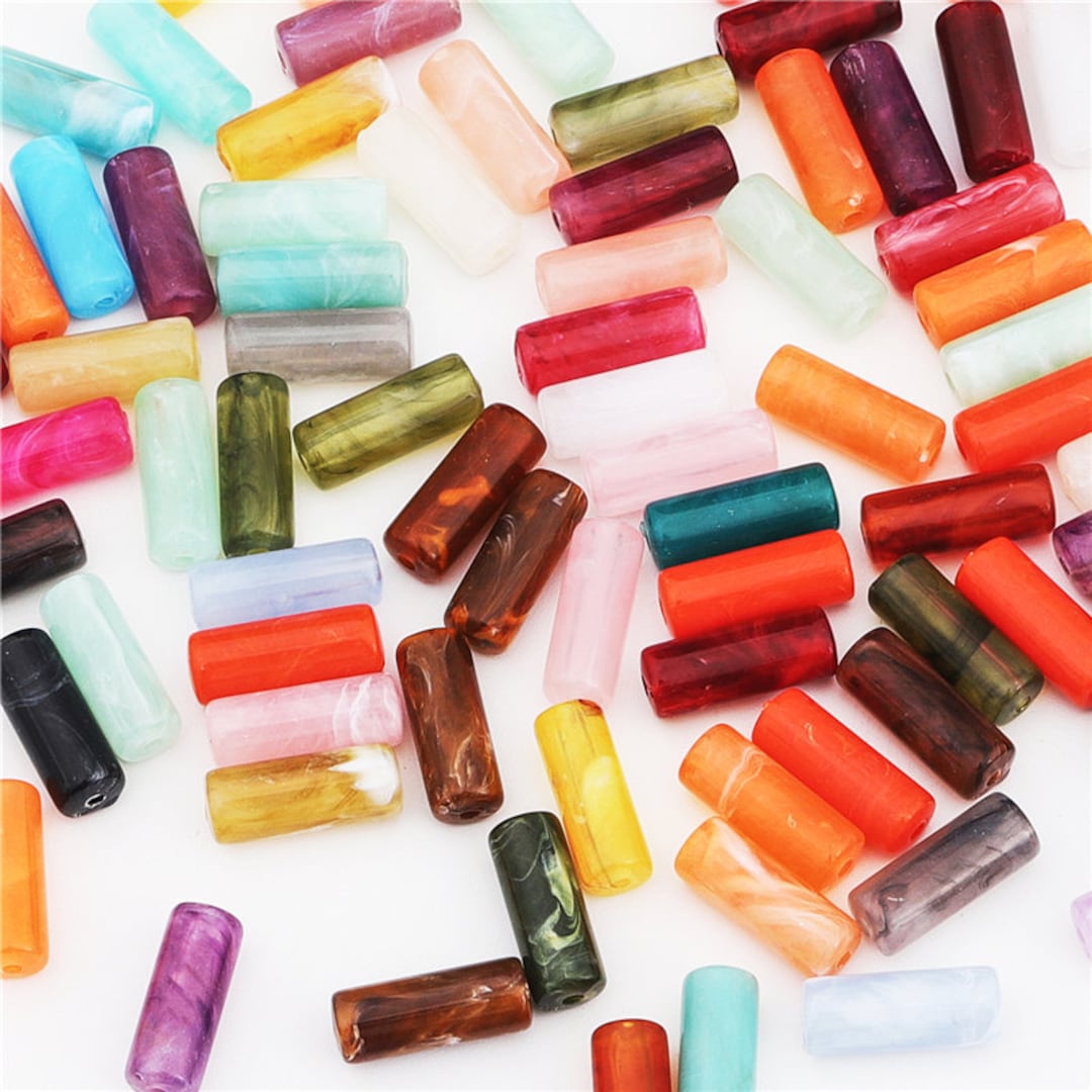Long Cylinder Acrylic Beads 20x8mm - 2mm Hole - Cylinder Beads ...
