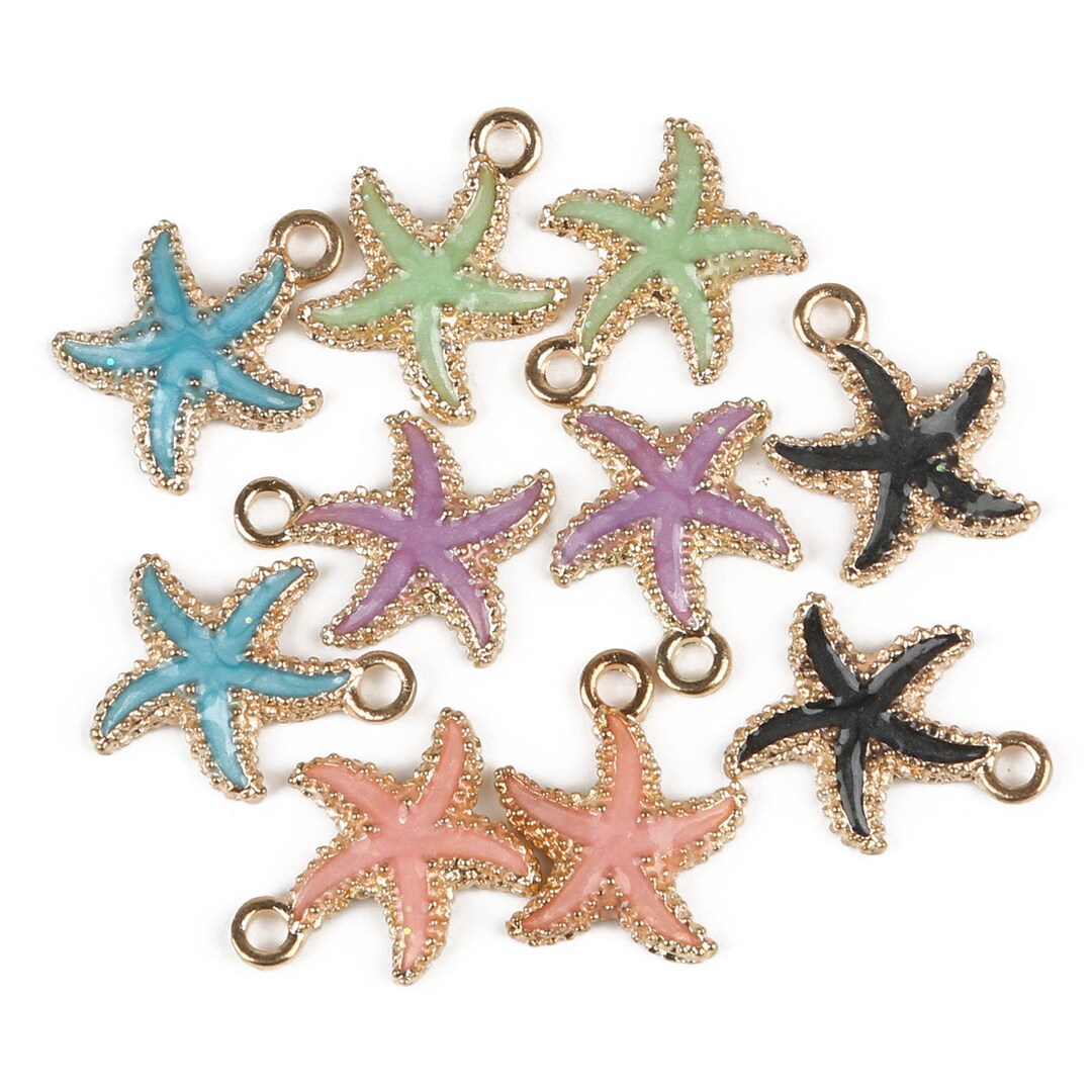 10pcs Star Fish Charms, Starfish Earring Charms, Blue Starfish, Purple ...