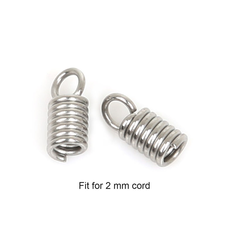 50 Pcs Stainless Steel Silver Coil Crimp Ends - Coil End Crimp ...
