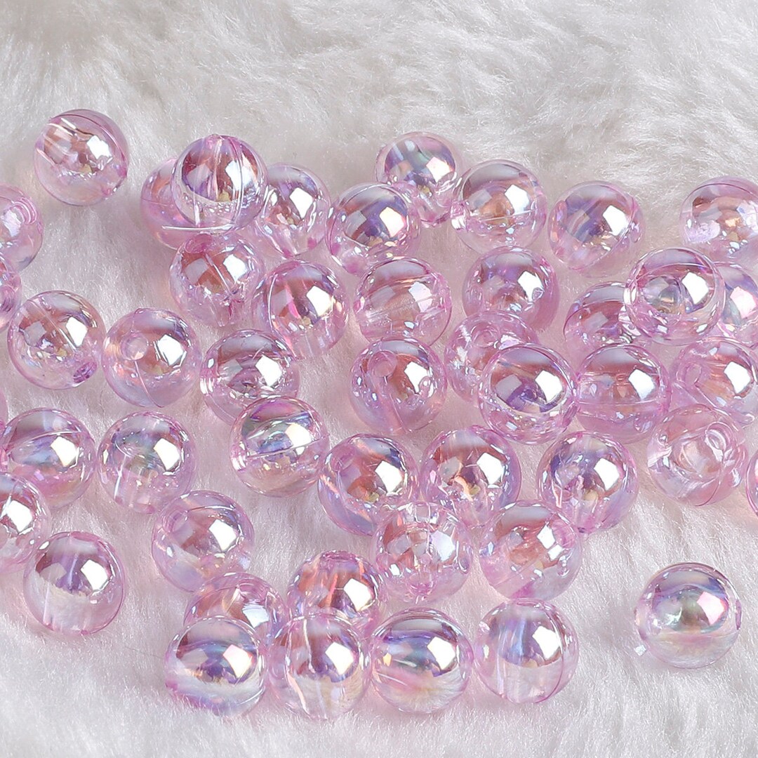 AB Transparent Violet Acrylic Beads Iridescent Beads - Round Clear ...