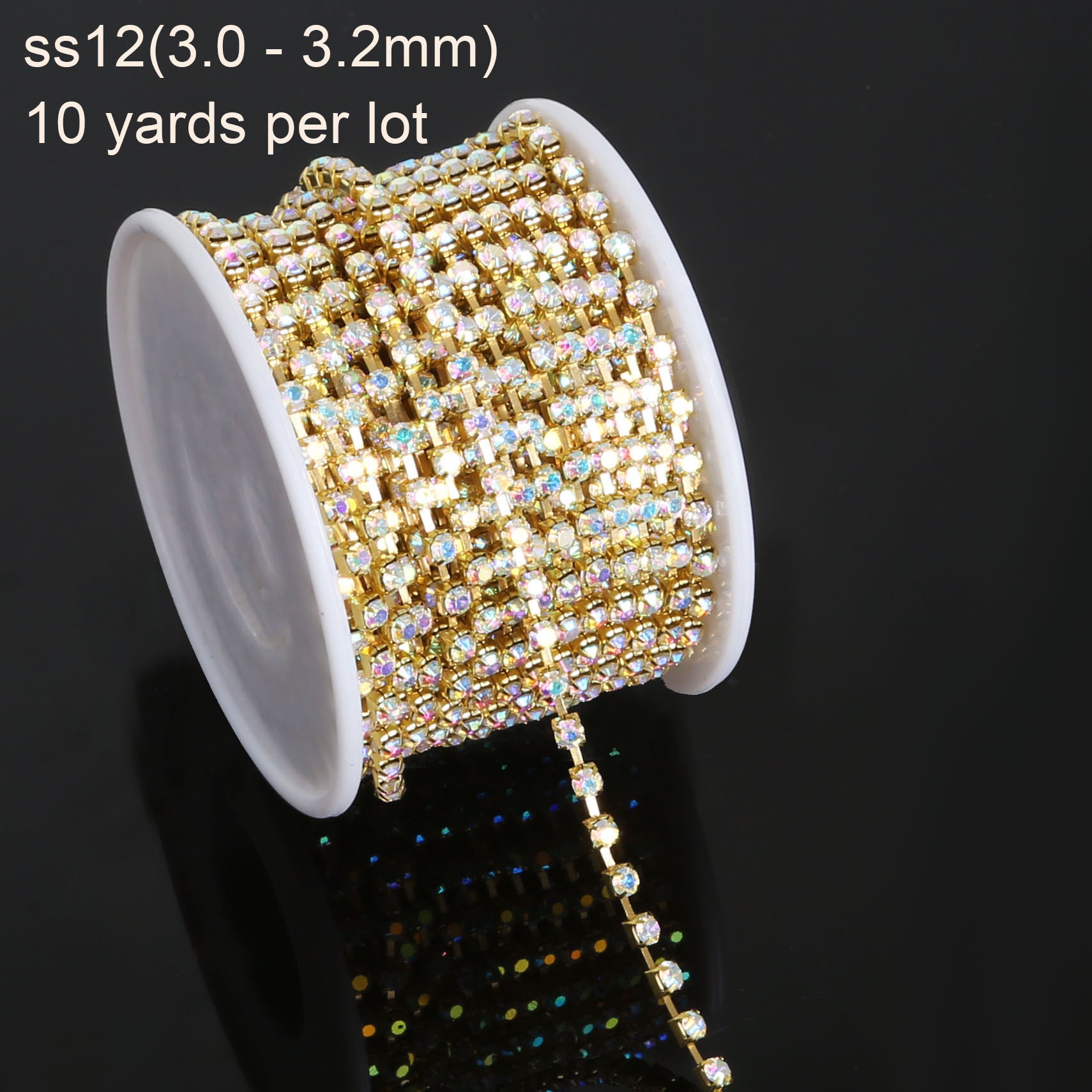 30 Feet of Crystal AB Gold Rhinestone Chain SS6-18 | Etsy