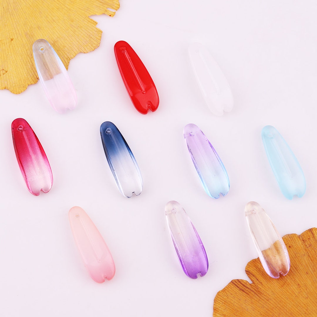 10pcs Glass Long Teardrop Beads - Crystal Long Teardrop Pendant - Long ...
