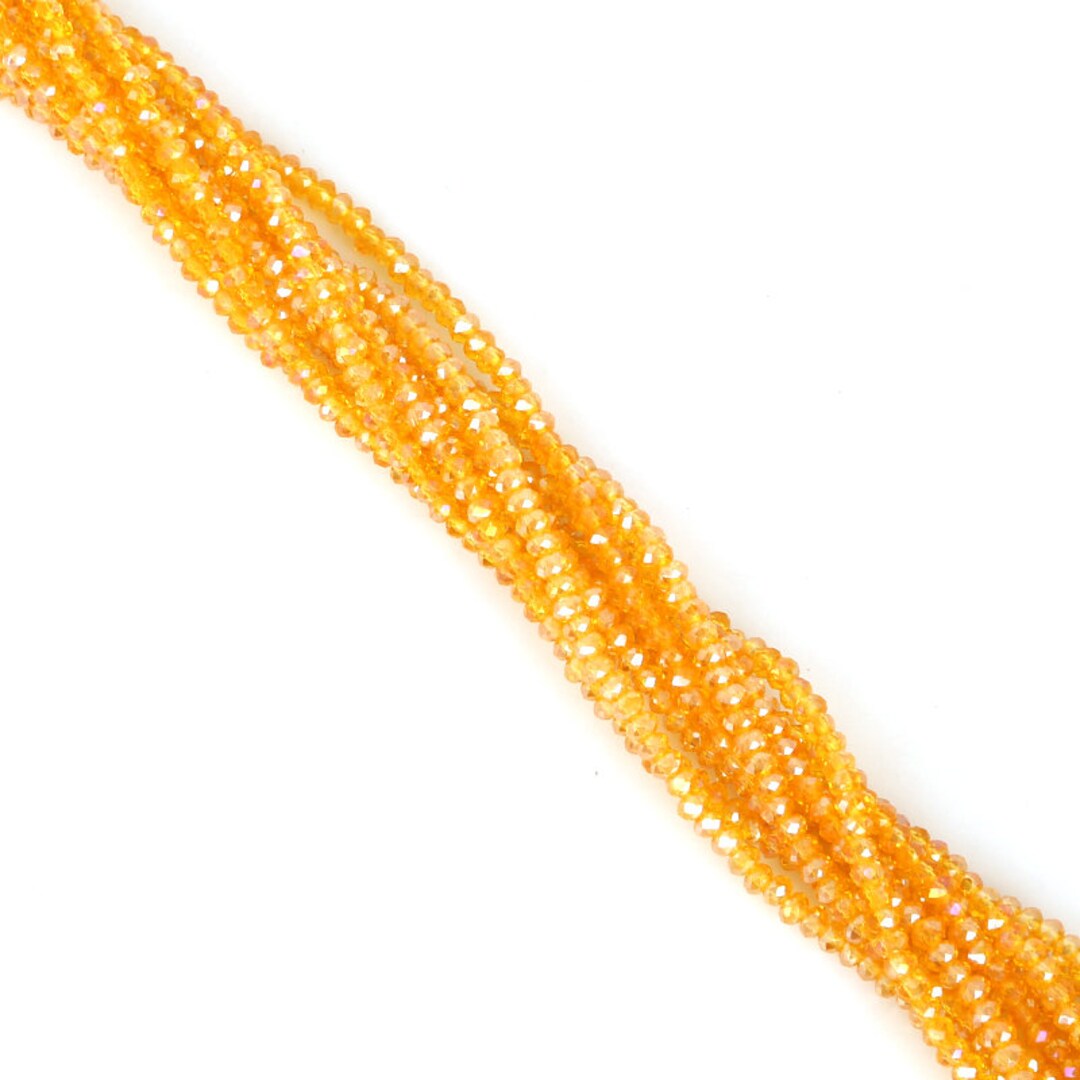 Golden Yellow AB Clear Glass Crystal Rondelle Beads, Natural Clear ...