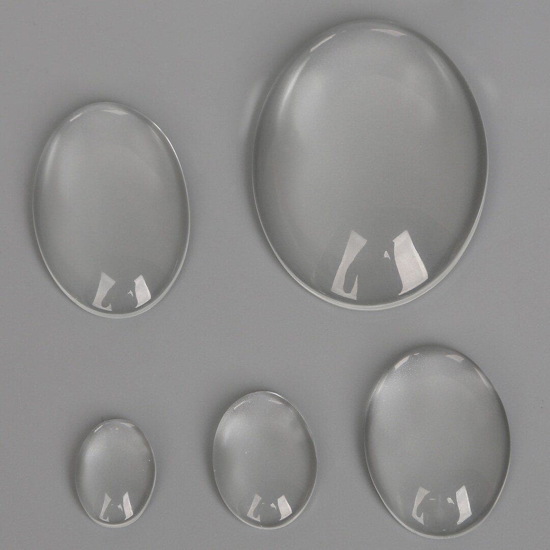 Oval Clear Glass Cabochon Elliptic Dome Flat Back Magnify Inserts ...