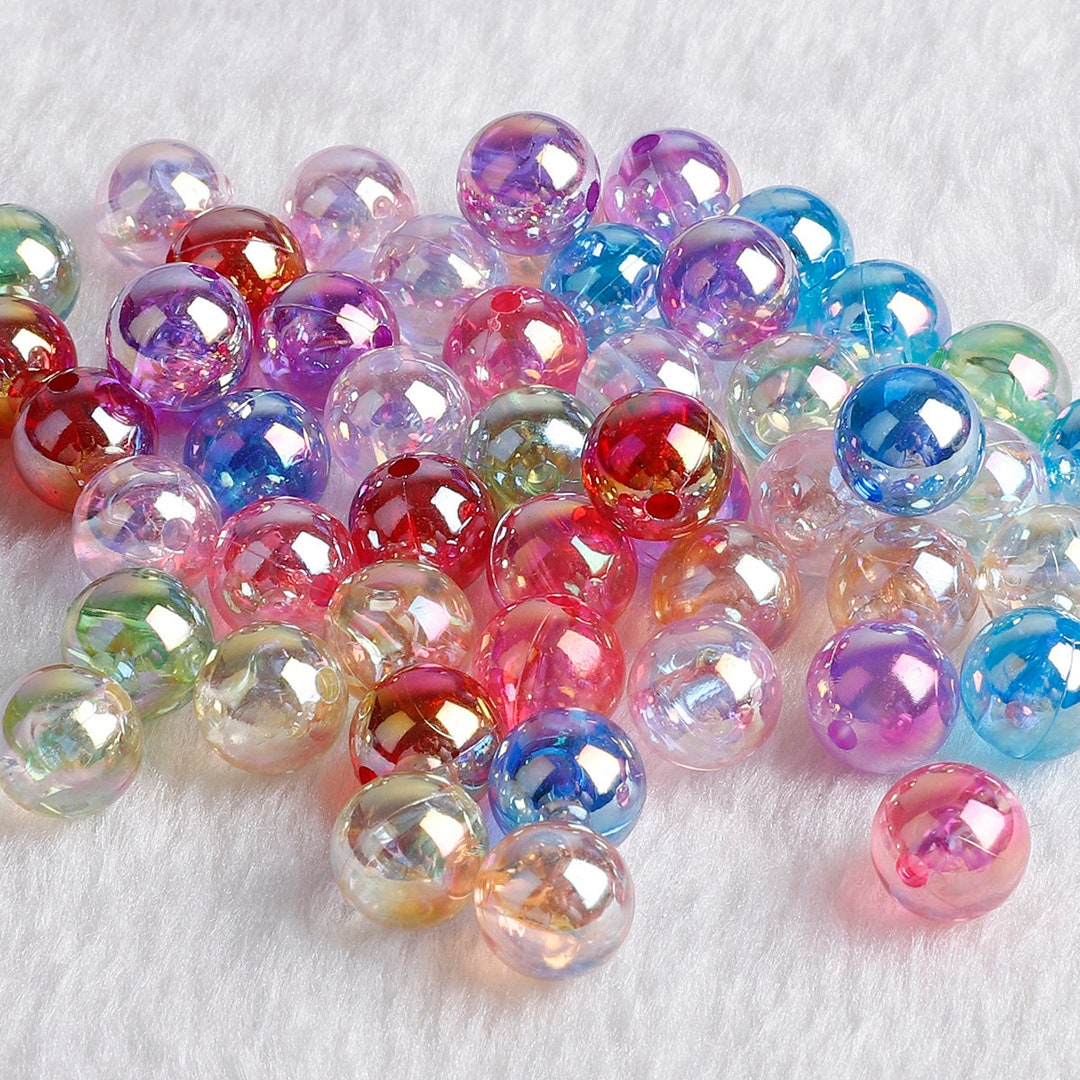 AB Transparent Mix Assorted Colors Acrylic Beads Iridescent Beads - 6mm ...