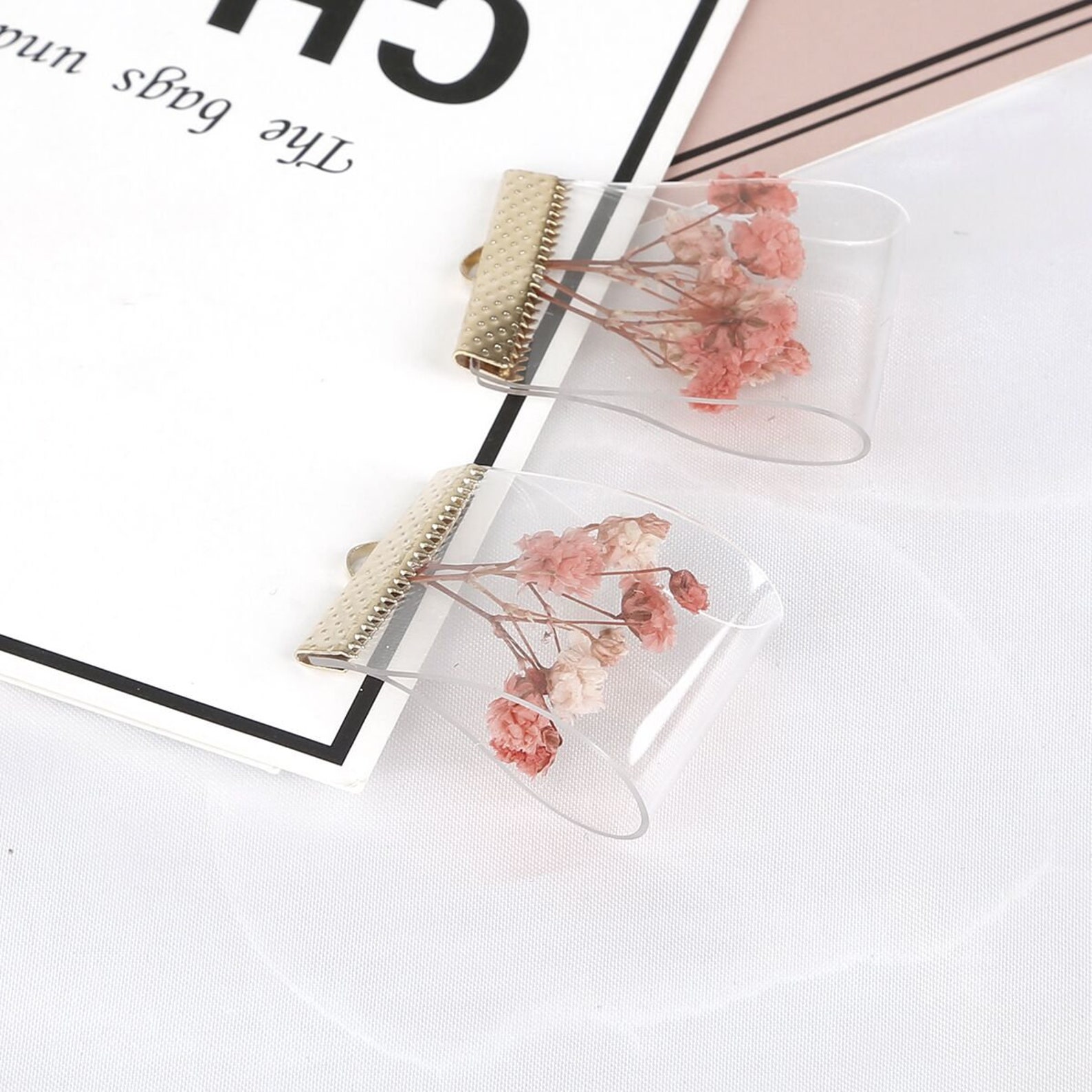 4pc Clear PVC Dried Flower Charms, PVC Vinyl Pendants, Looped Jelly ...