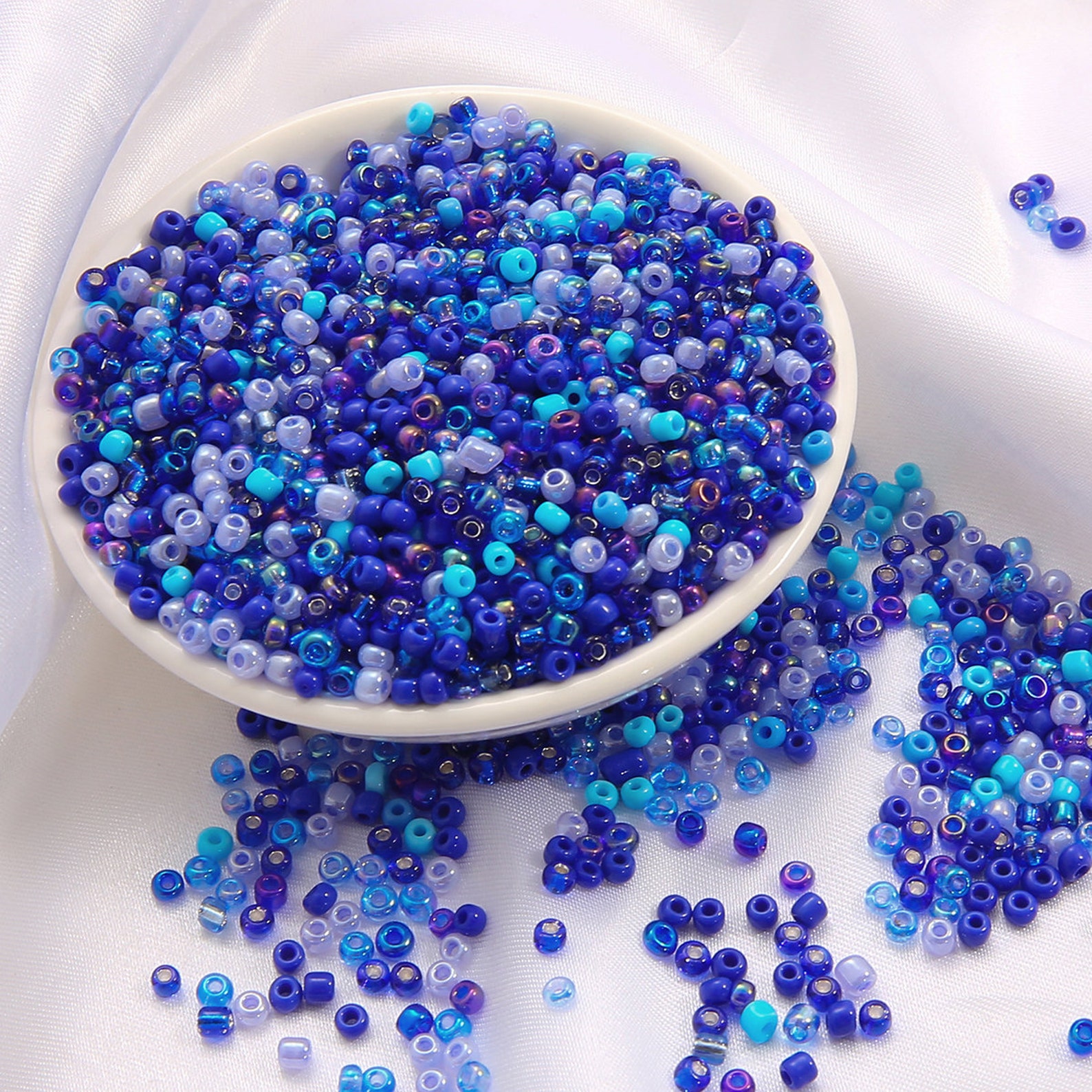 8/0 Mixed Blue Seed Beads 3mm - Multi Tone Seed Beads - Mixed Seed ...