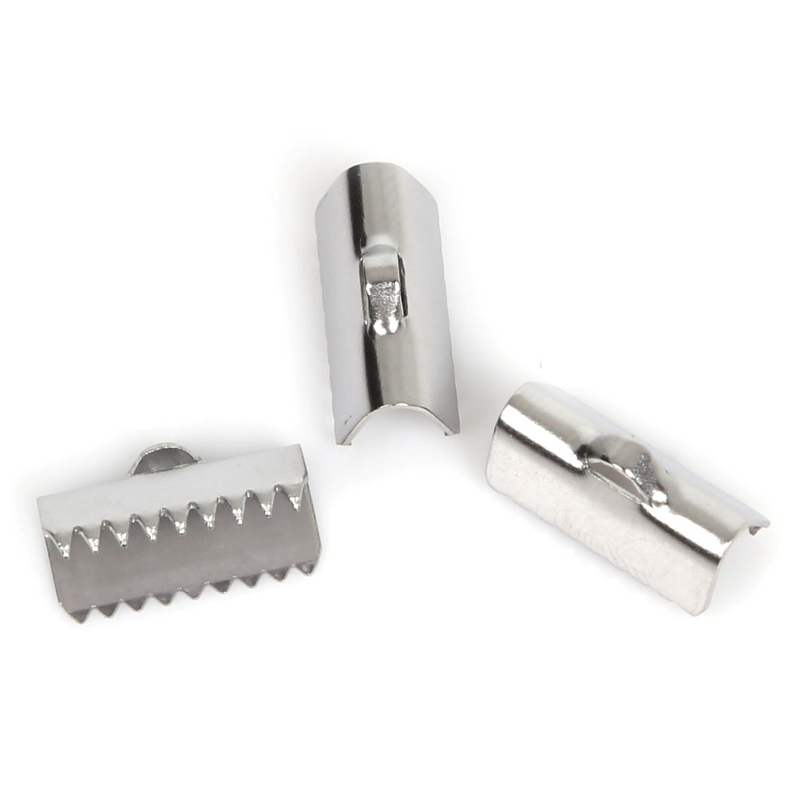 10pcs Stainless Seel Ribbon Ends, Silver Ribbon End Cap Crimp Beads ...