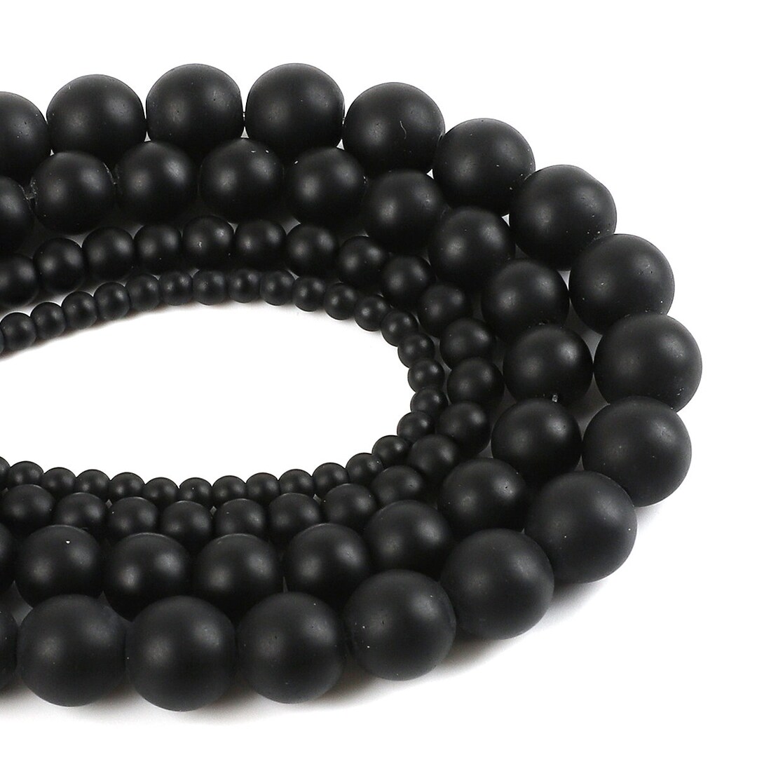 Matte Black Onyx Beads, 4mm 6mm 8mm 10mm 12mm, Black Frosted Beads - Etsy