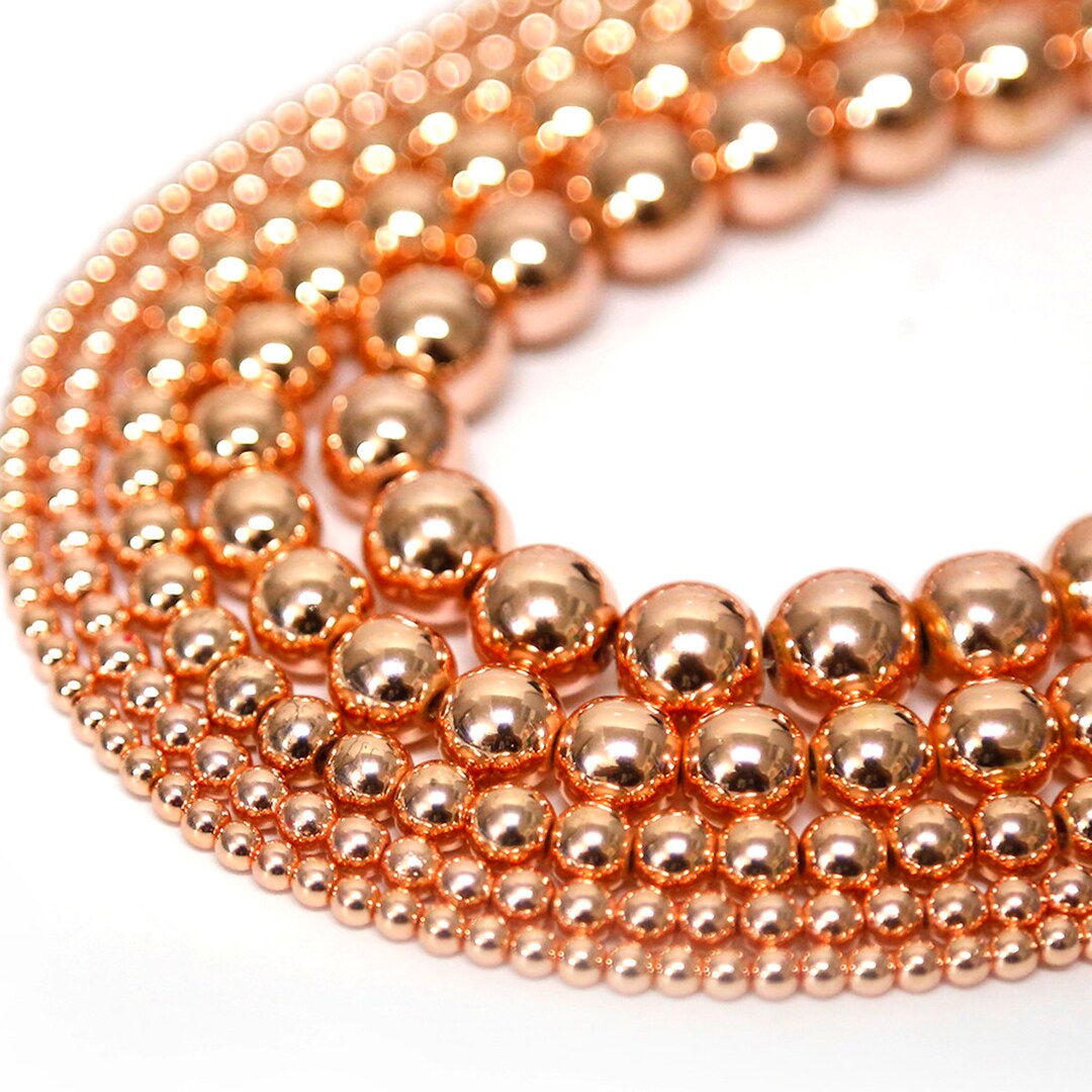 Rose Gold Hematite Beads Natural Gemstone Round Loose - 3mm 4mm 6mm 8mm ...