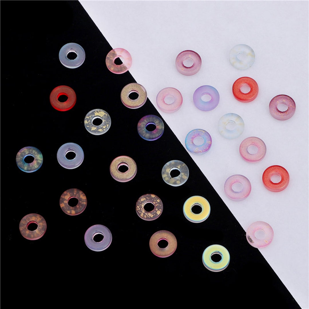 11mm Donut Glass Beads With Gold Flakes in 8 Colors - 4mm Hole - 20 ...