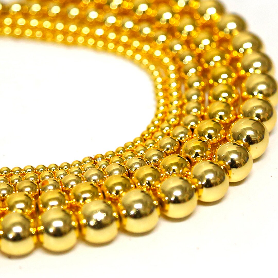 Gold Hematite Beads Natural Gemstone Round Loose - 3mm 4mm 6mm 8mm 10mm ...