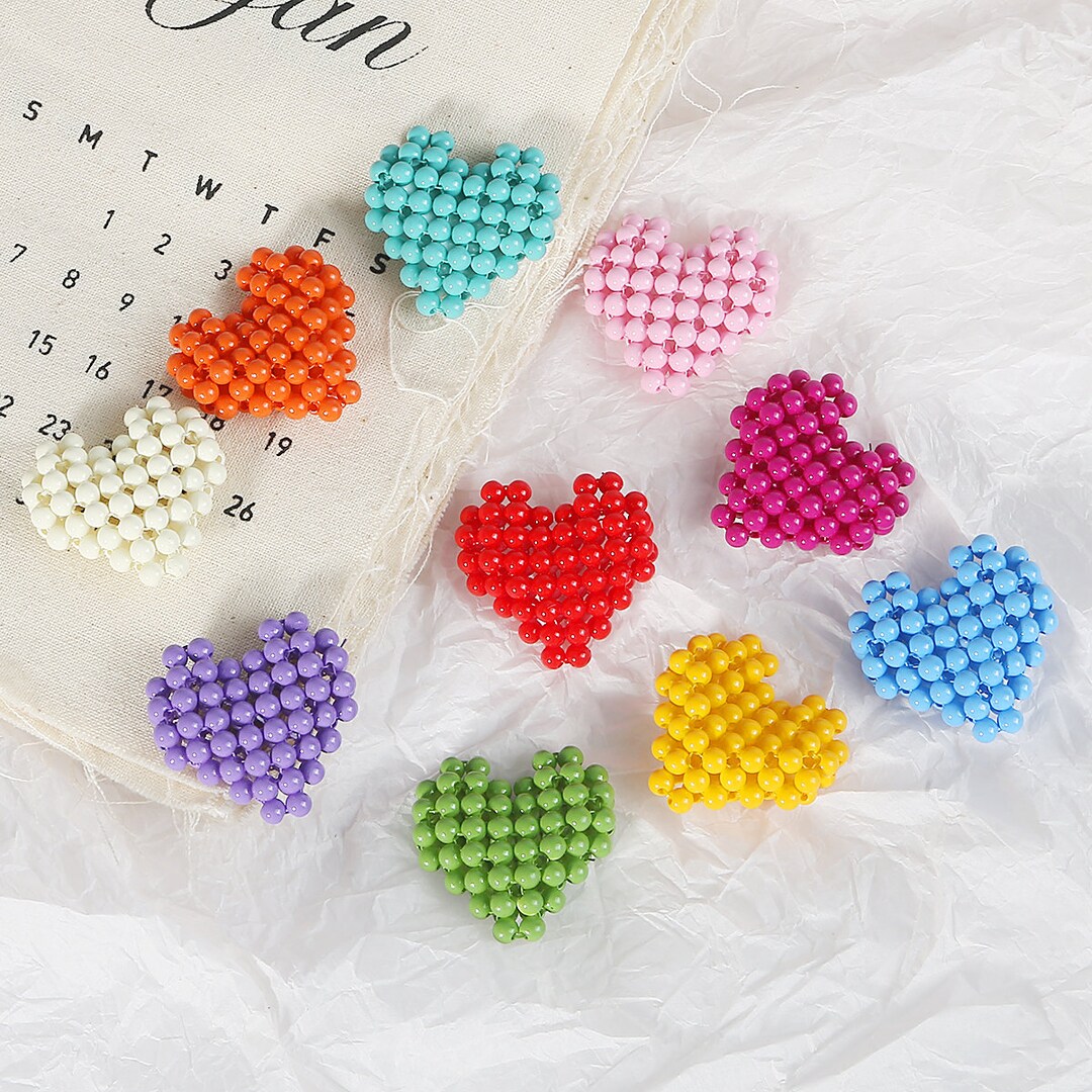Beaded Heart Charms - Resin Solid Heart Shape Beads - 1 Piece per Bag ...