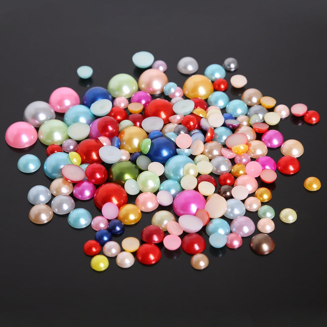 12 SIZES Assorted Flatback Half Round Pearls for Embellishments - Mixed ...