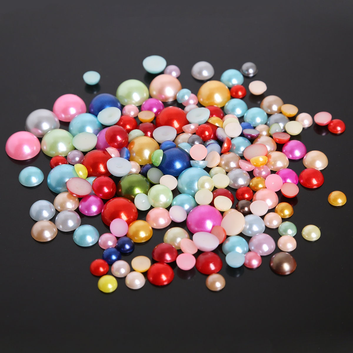 12 SIZES Assorted Flatback Half Round Pearls for Embellishments - Mixed ...