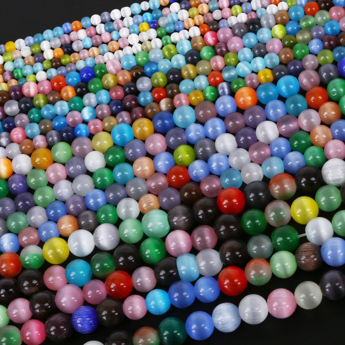Assorted Colors Cat Eye Beads 4mm 6mm 8mm 10mm - Mixed Cat Eye Beads ...