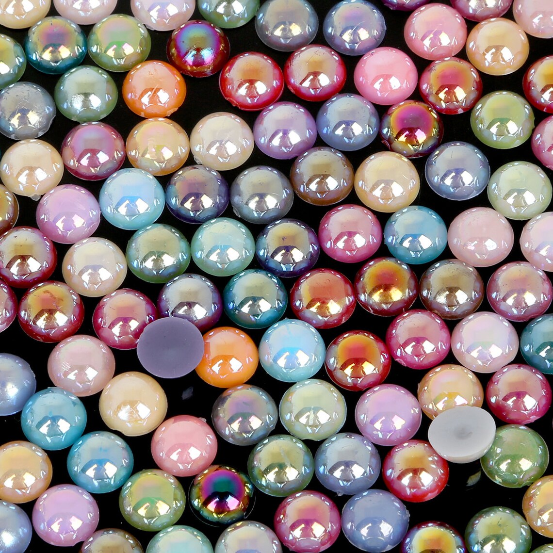 8 SIZES Iridescent Assorted Flatback Half Round Pearls for - Etsy