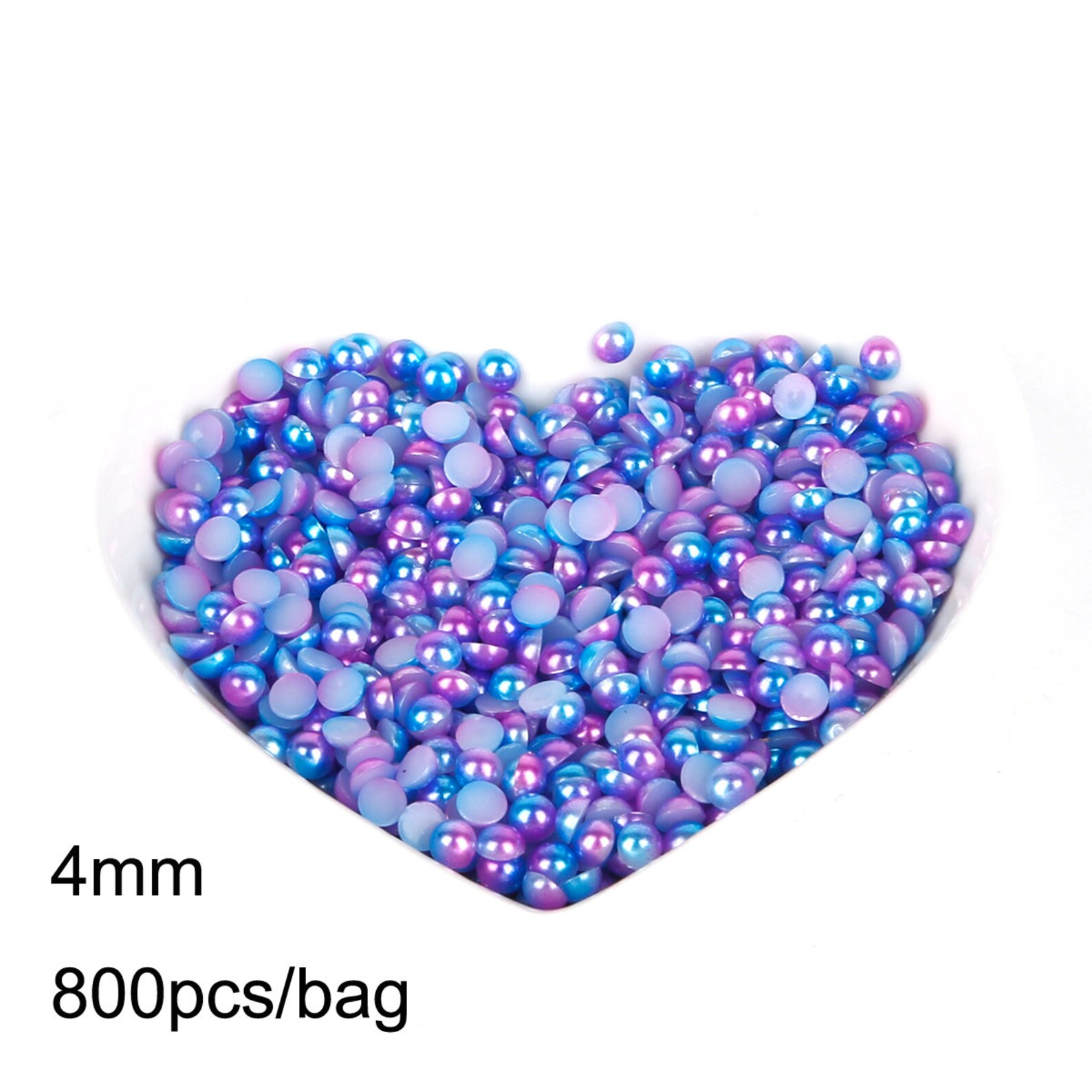 Purple Blue Ombre Gradient Resin Round Flat Back Loose Pearls, Faux ...