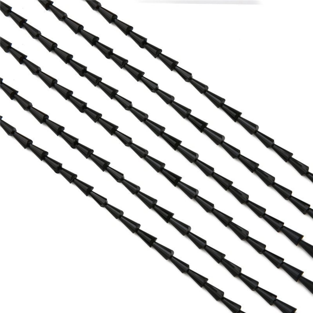 Black Cone Glass Beads Faceted 7mm 11mm 15mm - Glass Spike Beads ...
