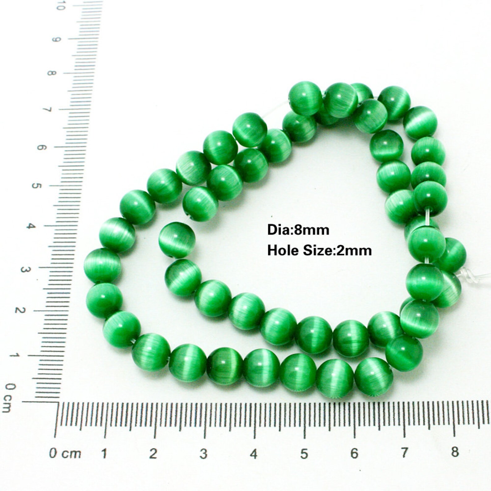 Green Cat Eye Beads 4mm 6mm 8mm 10mm Loose Gemstone Round 15.5" Full ...