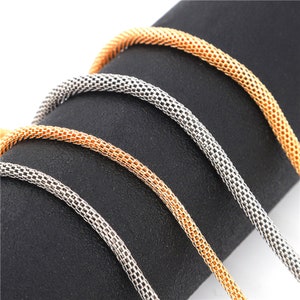 3.2mm 4.2mm Round Mesh Chain in Gold and Silver - Mesh Snake Chain ...