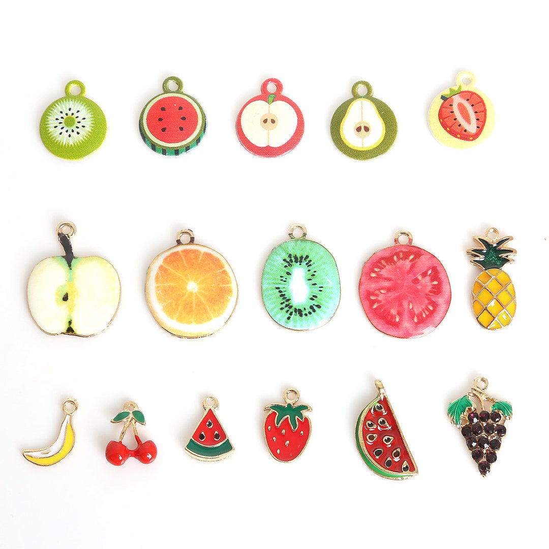Assorted Gold Fruit Charms - Fruit Earrings Necklace - Kiwi Watermelon ...