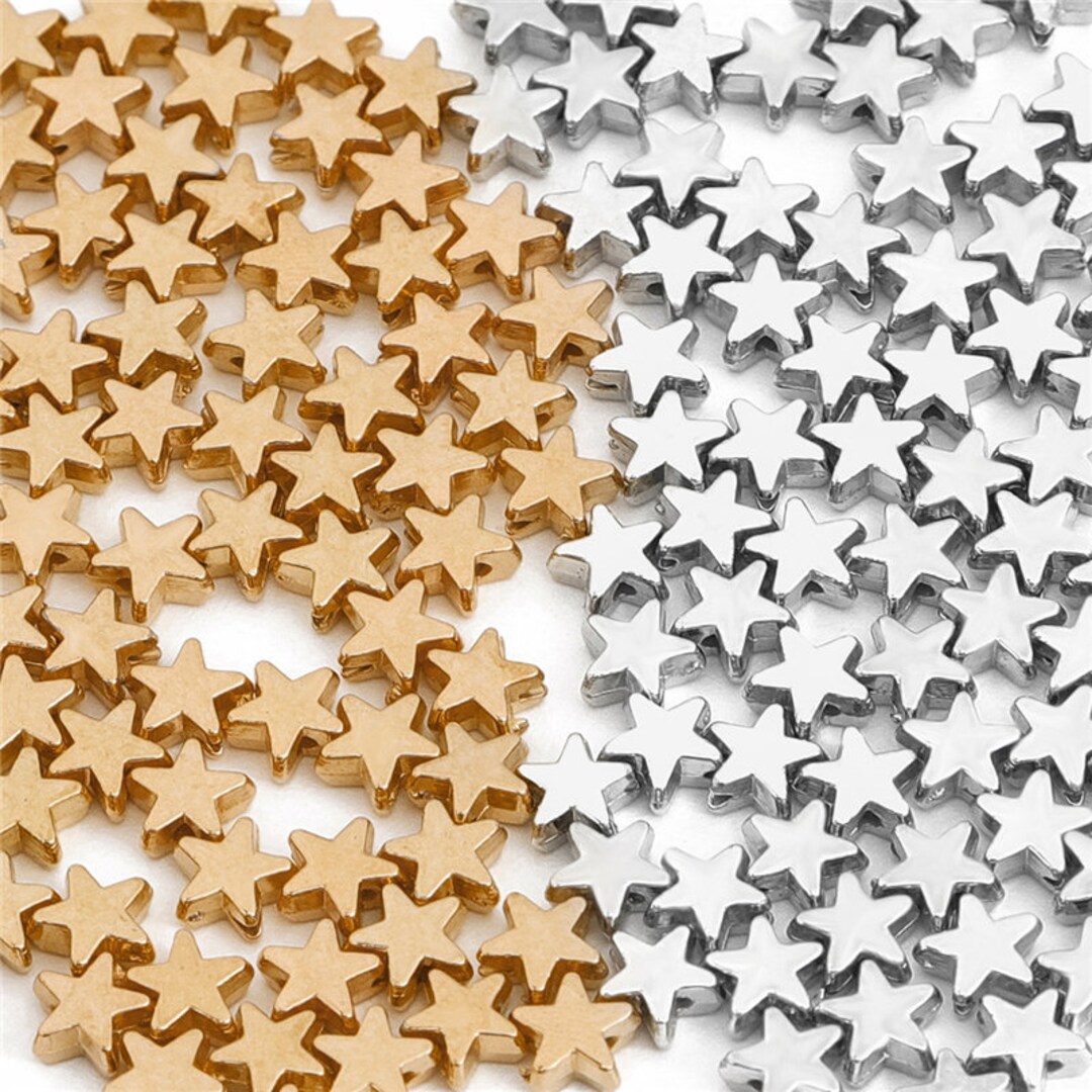 Star Charms in Gold Silver 6mm - Gold Star - Silver Star - Plastic Star ...