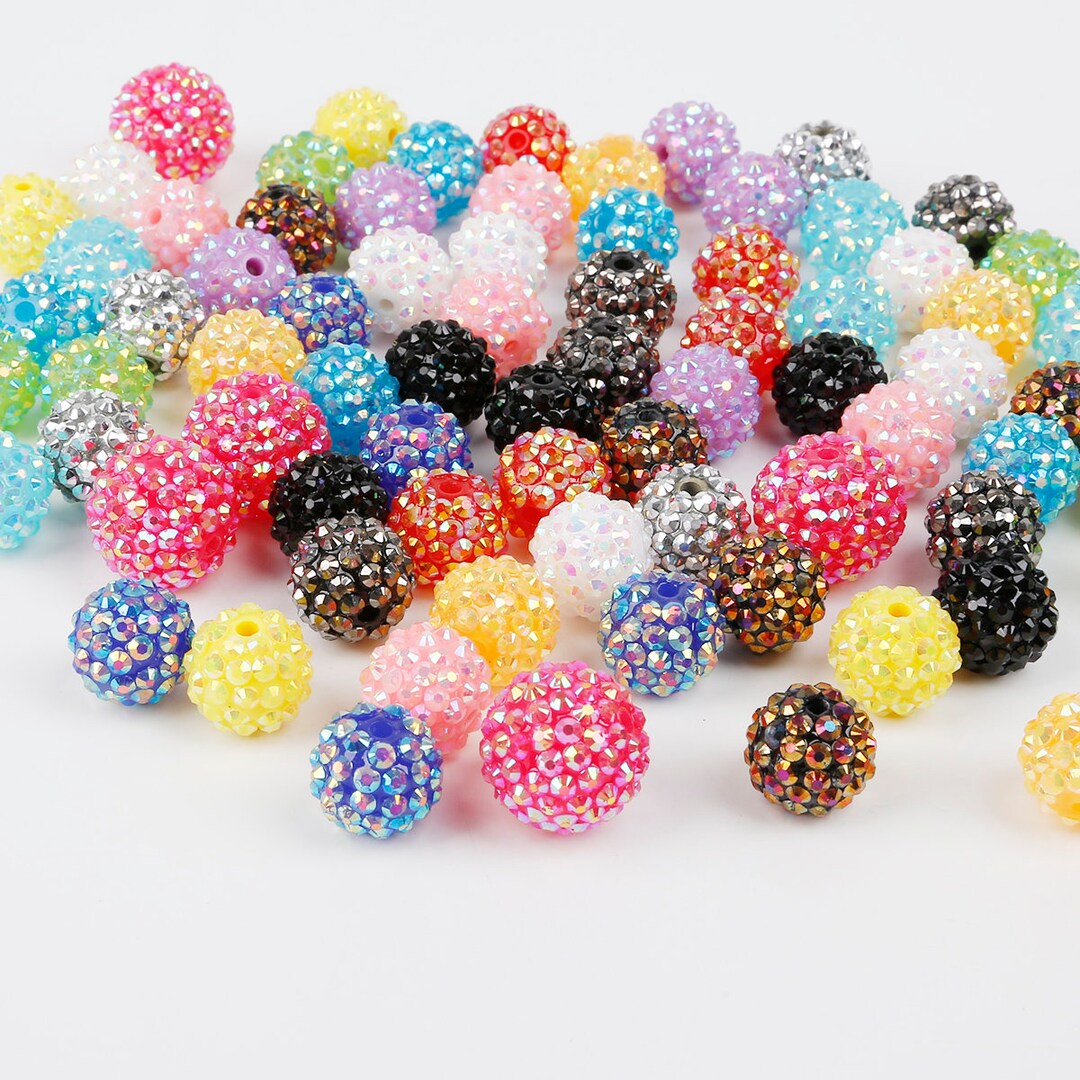 AB Color Rhinestone Ball Beads, Crystal Decored Filigree Round Beads ...
