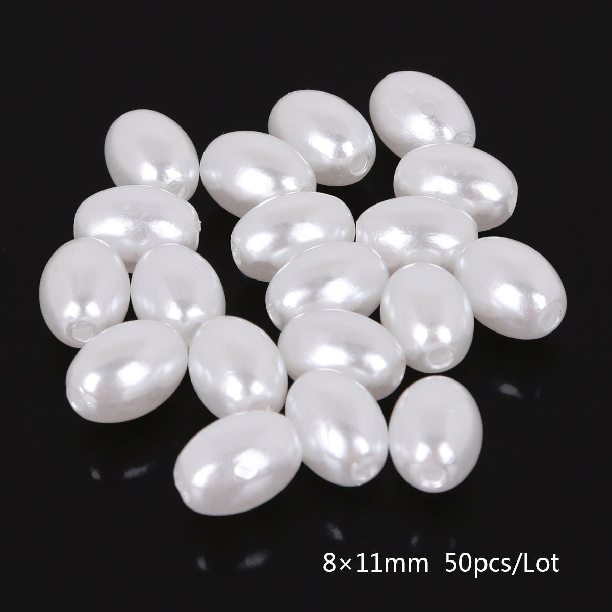 4 SIZES White Oval Pearl Beads, Ivory Oval Pearl Beads, Faux Pearl Oval ...