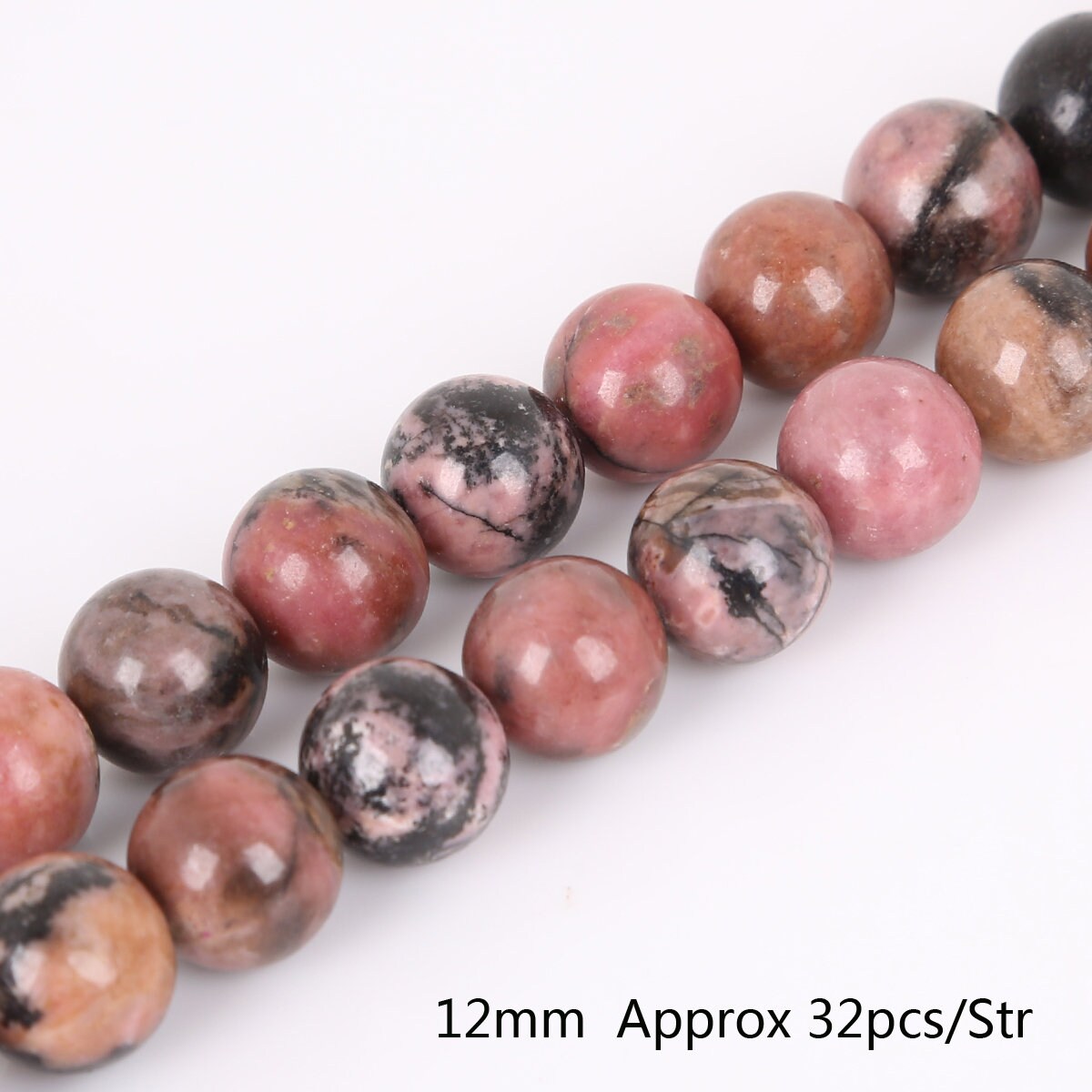 Natural Black Rhodonite Beads Red Black Web Semi-precious | Etsy