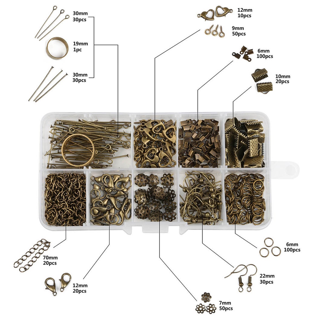 Bronze Necklace Earrings Findings Kit- Jewelry Findings Box Kit ...