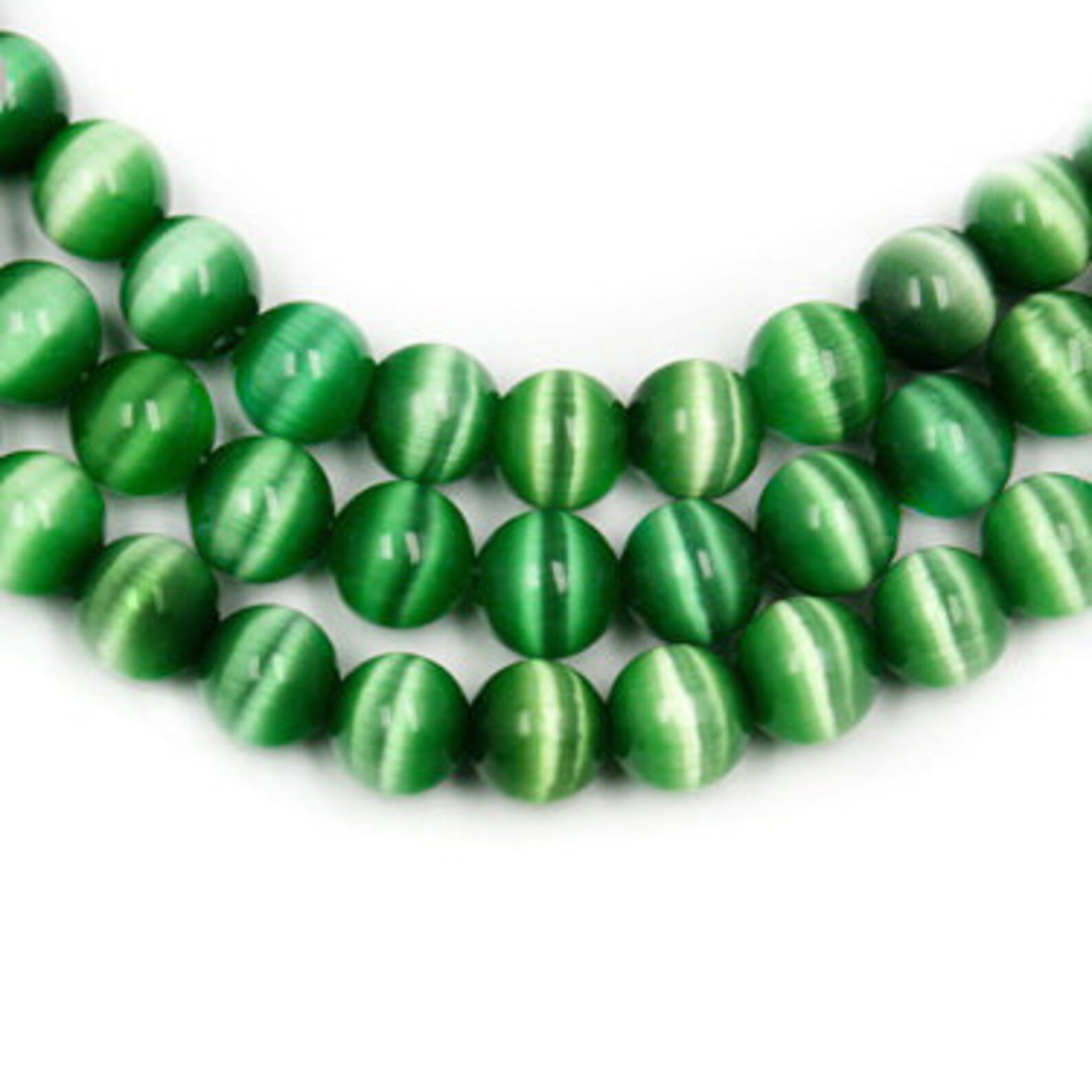Green Cat Eye Beads 4mm 6mm 8mm 10mm Loose Gemstone Round 15.5" Full ...