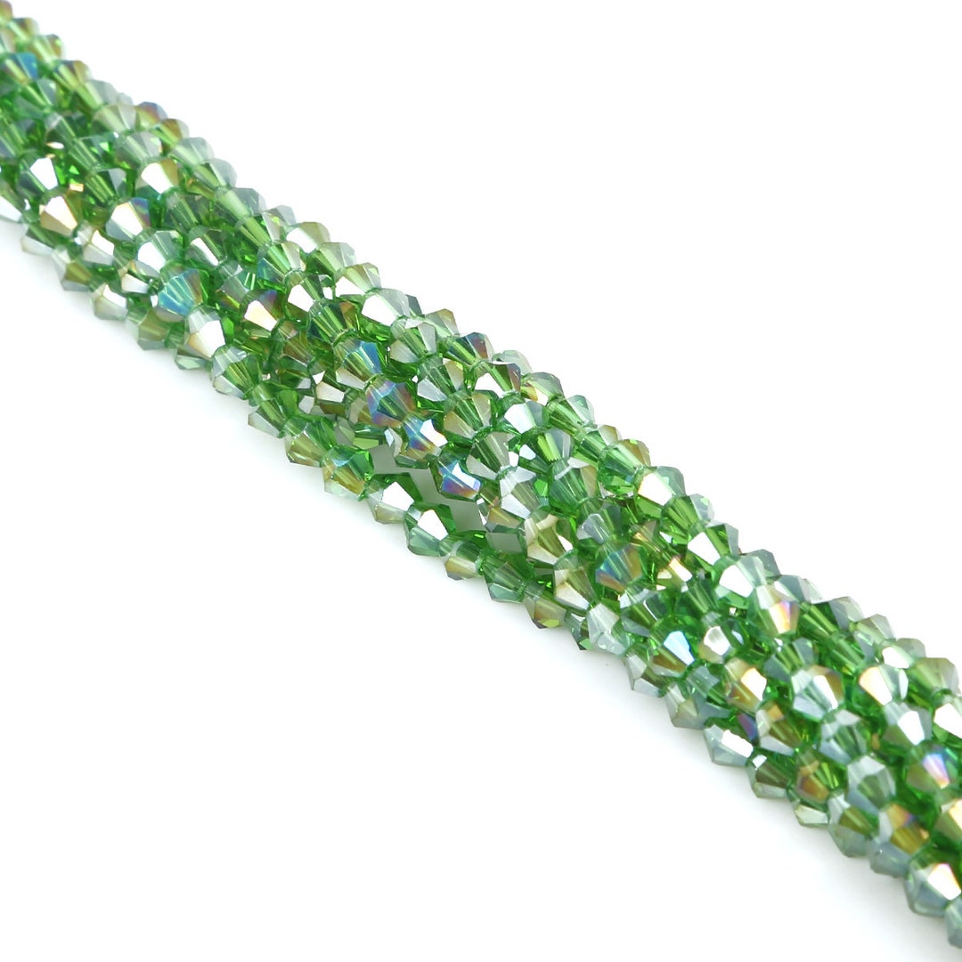 Olive Green AB Clear Glass Crystal Bicone Beads, Natural Clear Quartz ...