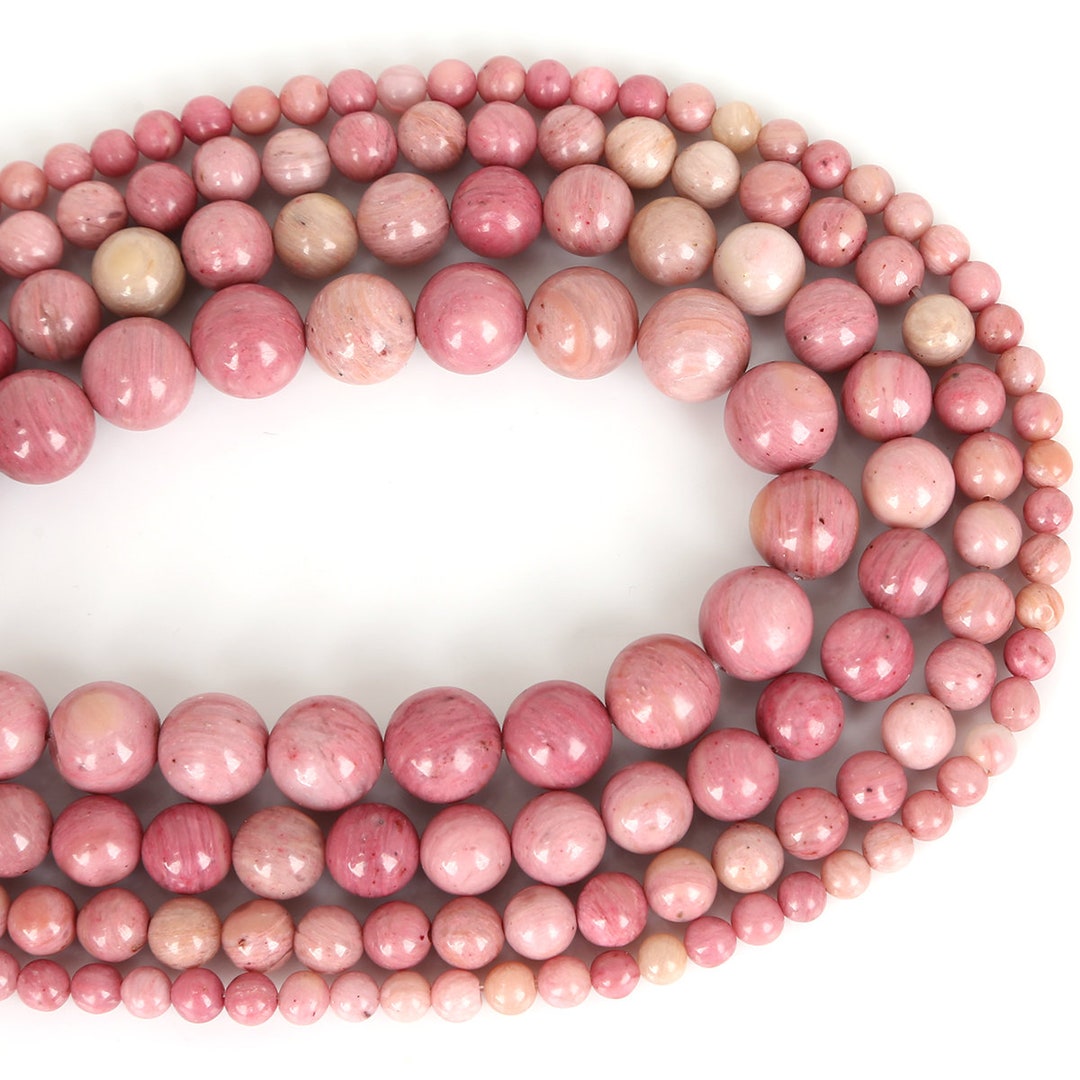Pink Rhodonite Round Beads, Natural Red Semi-precious Stone, 4mm 6mm ...