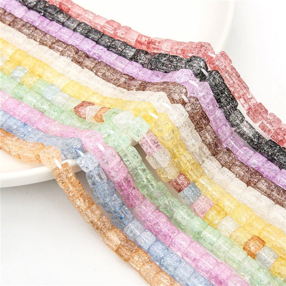 6mm Crackle Cube Beads in 11 Colors - 1mm Hole - 59 Pieces - Cracked ...