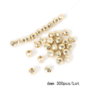 Faceted Gold Silver Ball Beads, CCB Gold Silver Spacer Beads, 6mm or ...