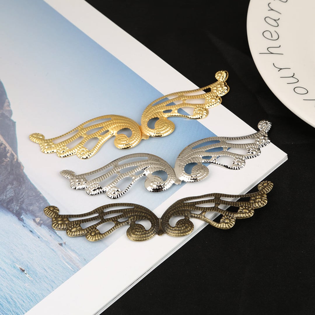 10pcs Filigree Wings Connector Pendant - Gold Wings - Silver Wings ...