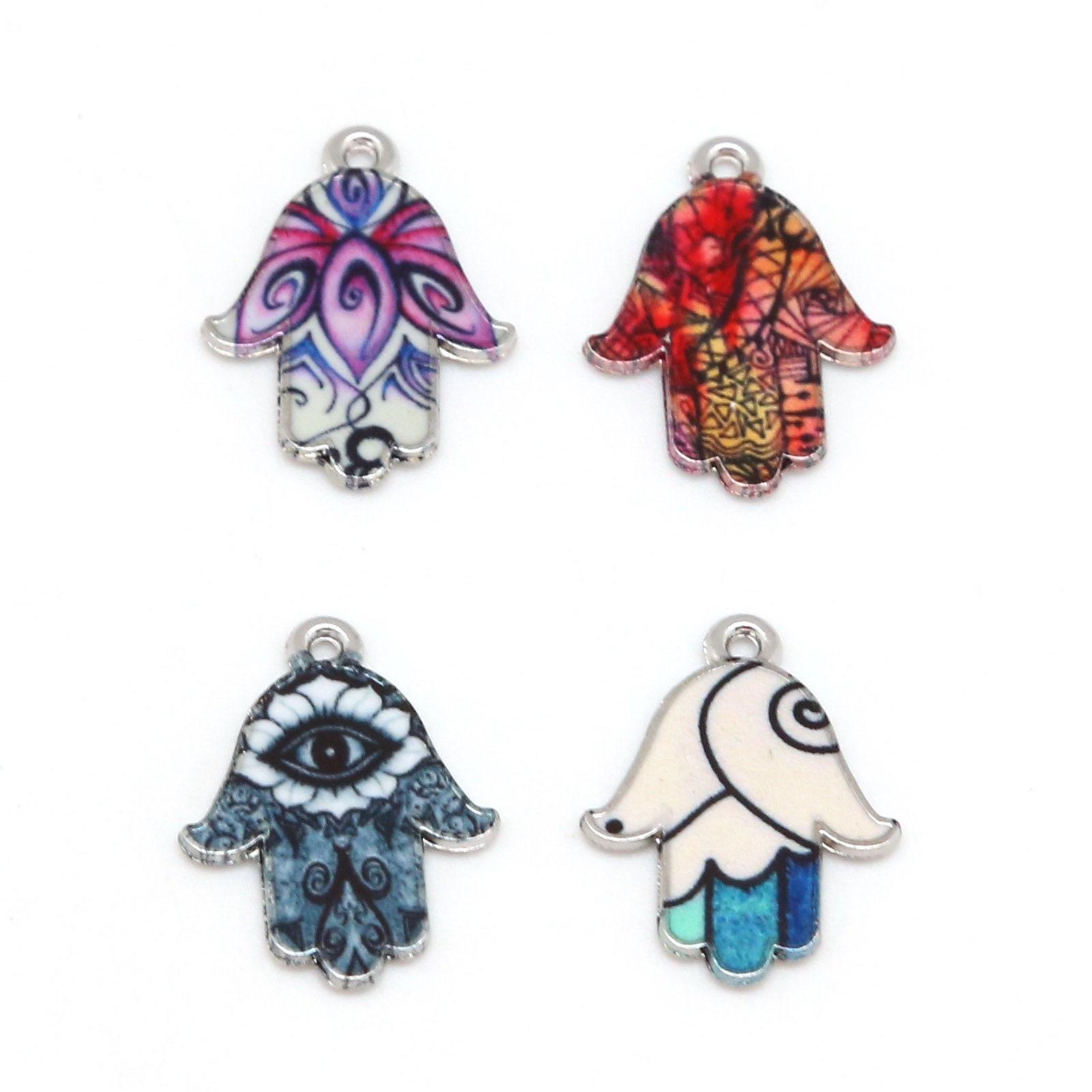 4pcs Hamsa Hand Charms Hamsa Hand With Evil Eye Charms 18x23 | Etsy