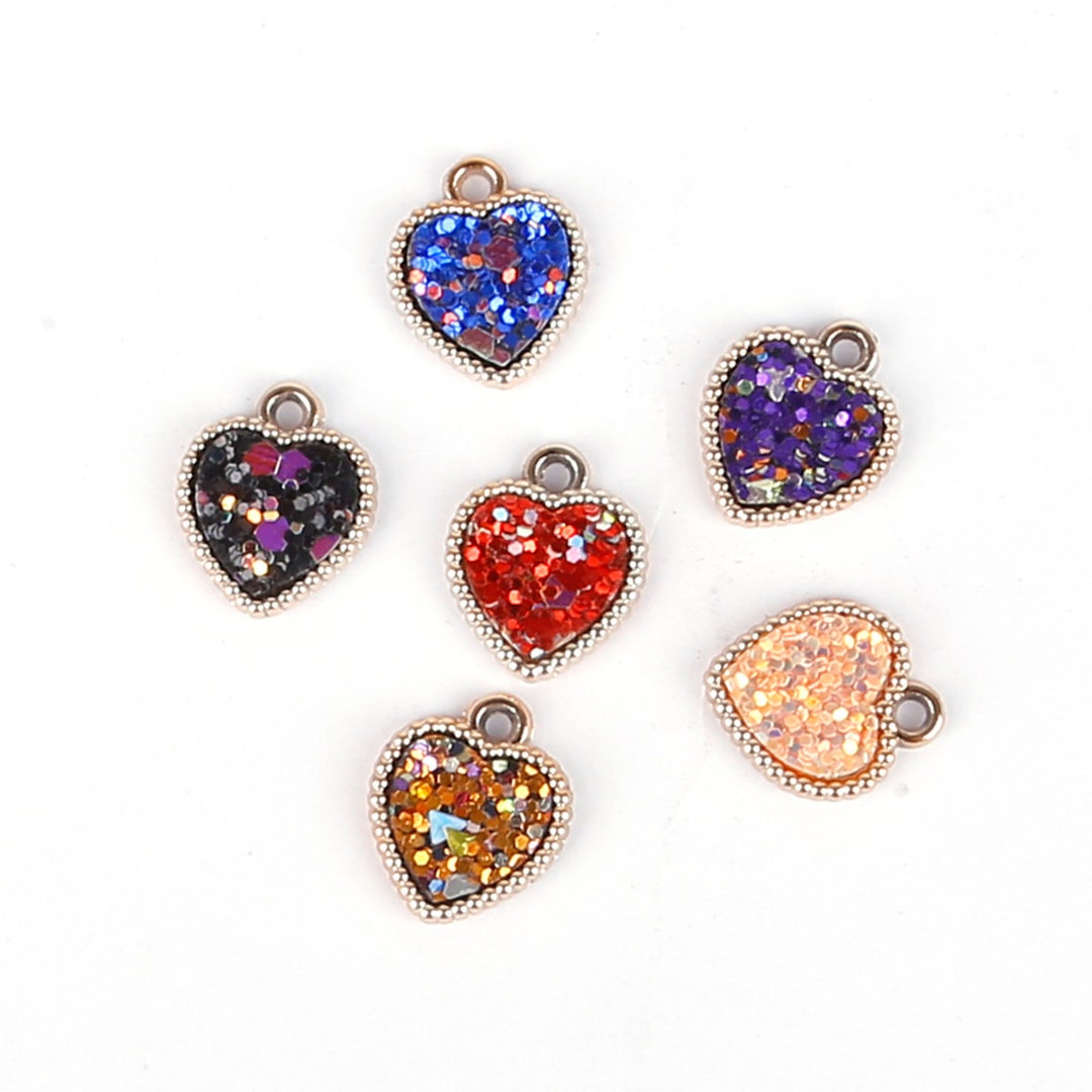 Heart Connector Charms, Fashion PVC Resin Sequins Charms for DIY ...
