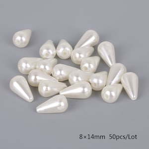 3 SIZES White Teardrop Pearl Beads, Ivory Teardrop Beads, Faux Pearl ...