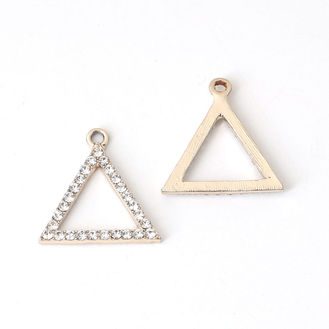 4pcs - Triangle Pendant, Gold Plated Triangle Charms With Diamond ...
