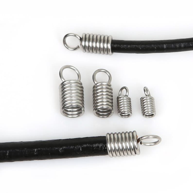 50 Pcs Stainless Steel Silver Coil Crimp Ends - Coil End Crimp ...