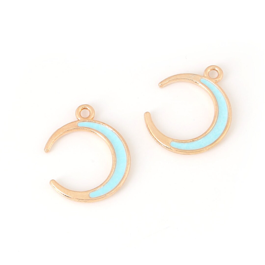 10pcs - Blue Moon Charms, Gold Plated Crescent Moon Pendant, Gold ...