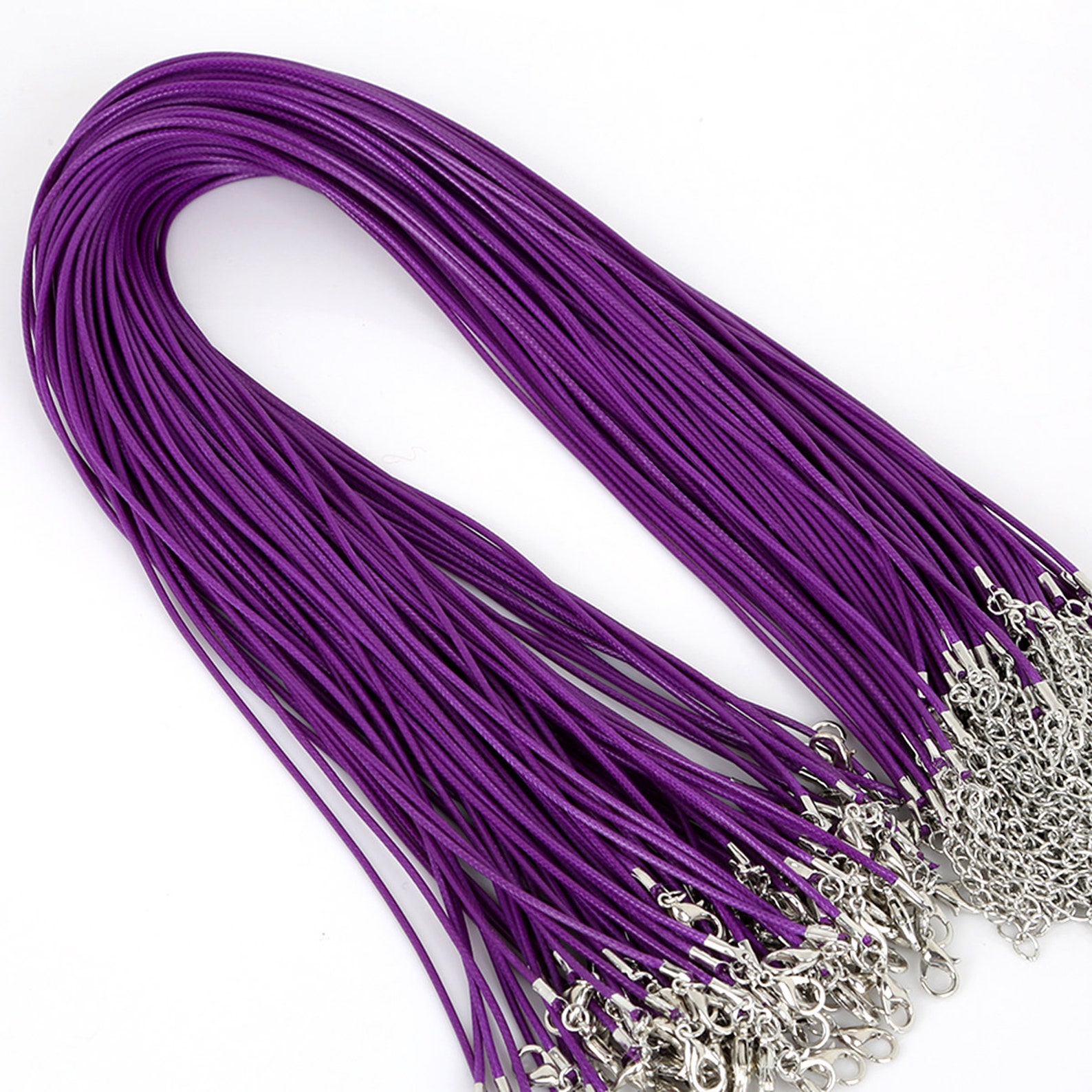 10 Pcs 1.5mm/2mm Purple Wax Snake Leather Necklace Cord String Rope ...