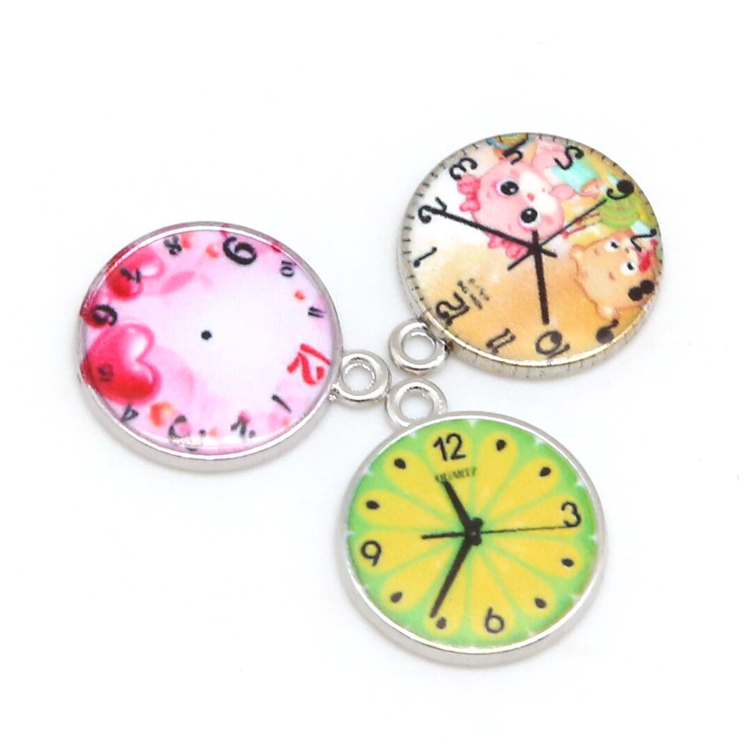 2pcs Cute Clock Charms, Time Charms, 18x21 Mm, Clock Pendants, Cat ...